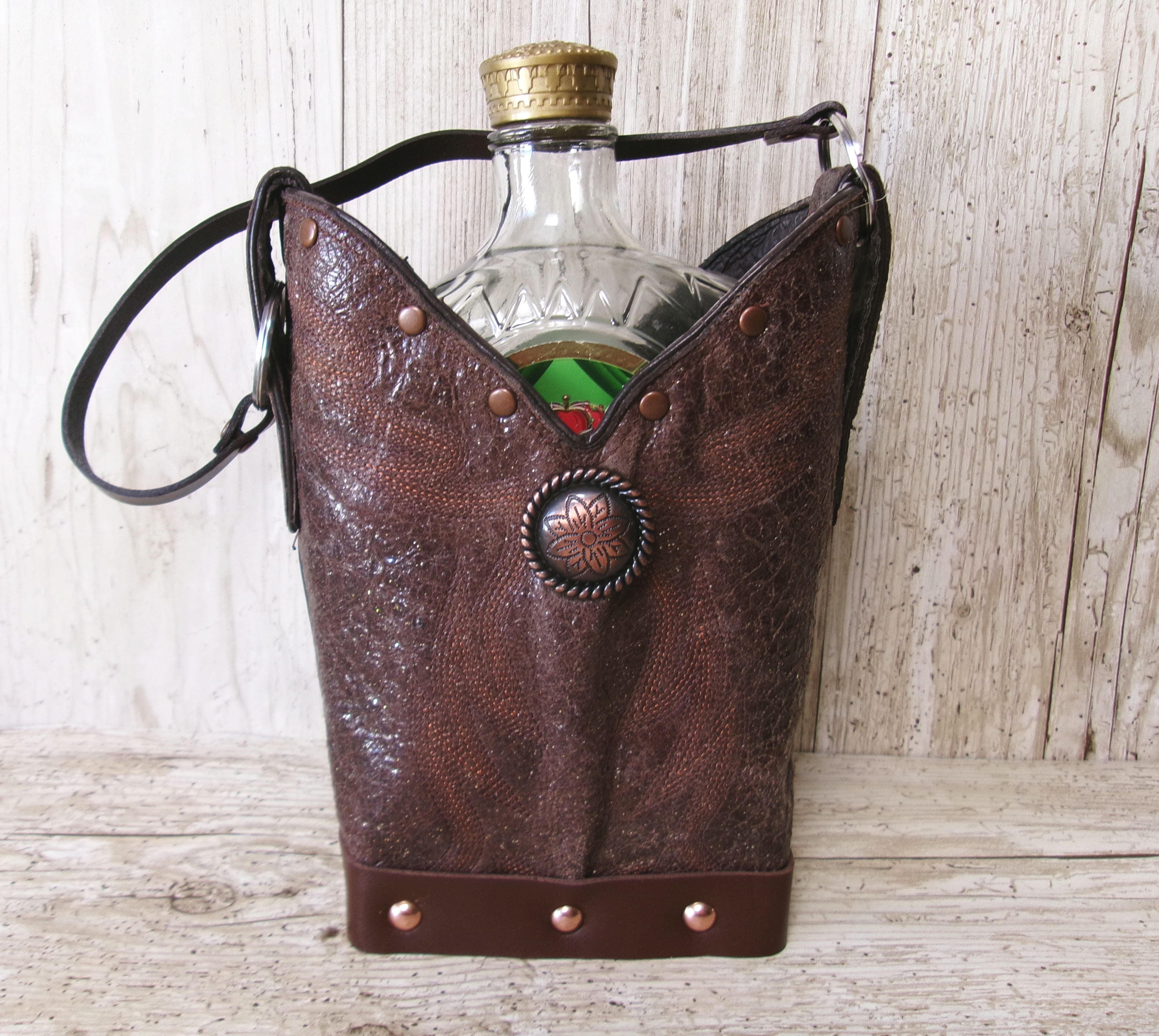 Whiskey Carrier Handmade from Cowboy Boots | Western Whiskey Tote cr253 ...