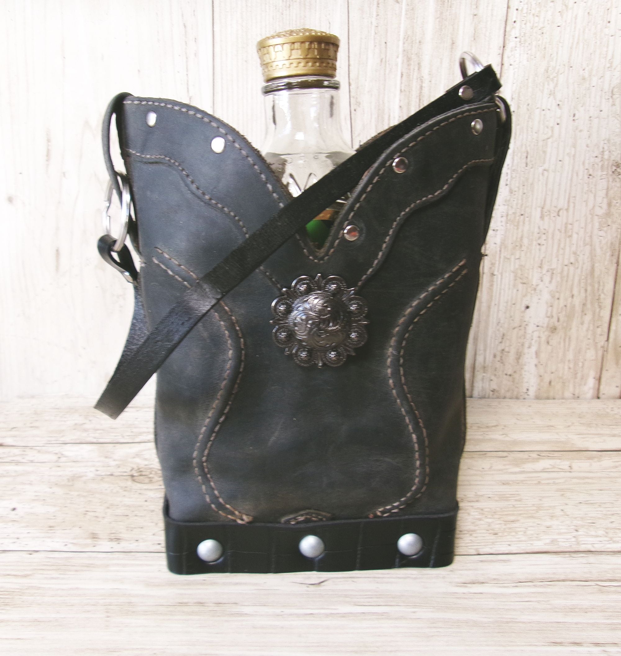 Whiskey Carrier Handmade from Cowboy Boots | Western Whiskey Tote cr264 ...