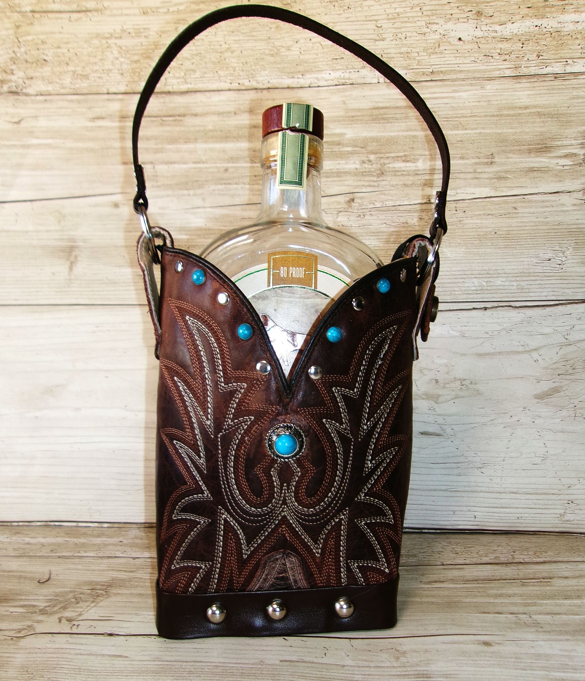 Whiskey Carrier Handmade from Cowboy Boots | Western Whiskey Tote cr268 ...